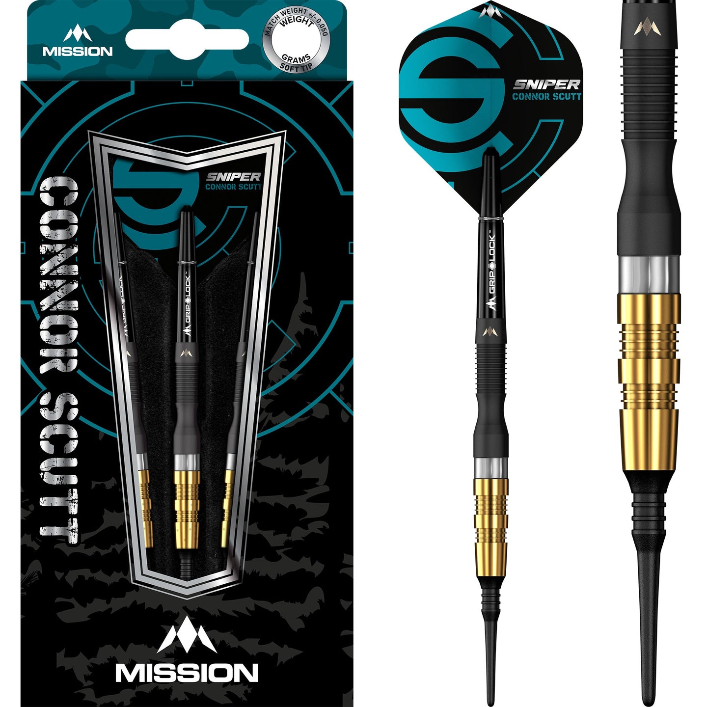 Mission Connor Scutt Darts - Soft Tip - Sniper - Black & Gold – Mission ...
