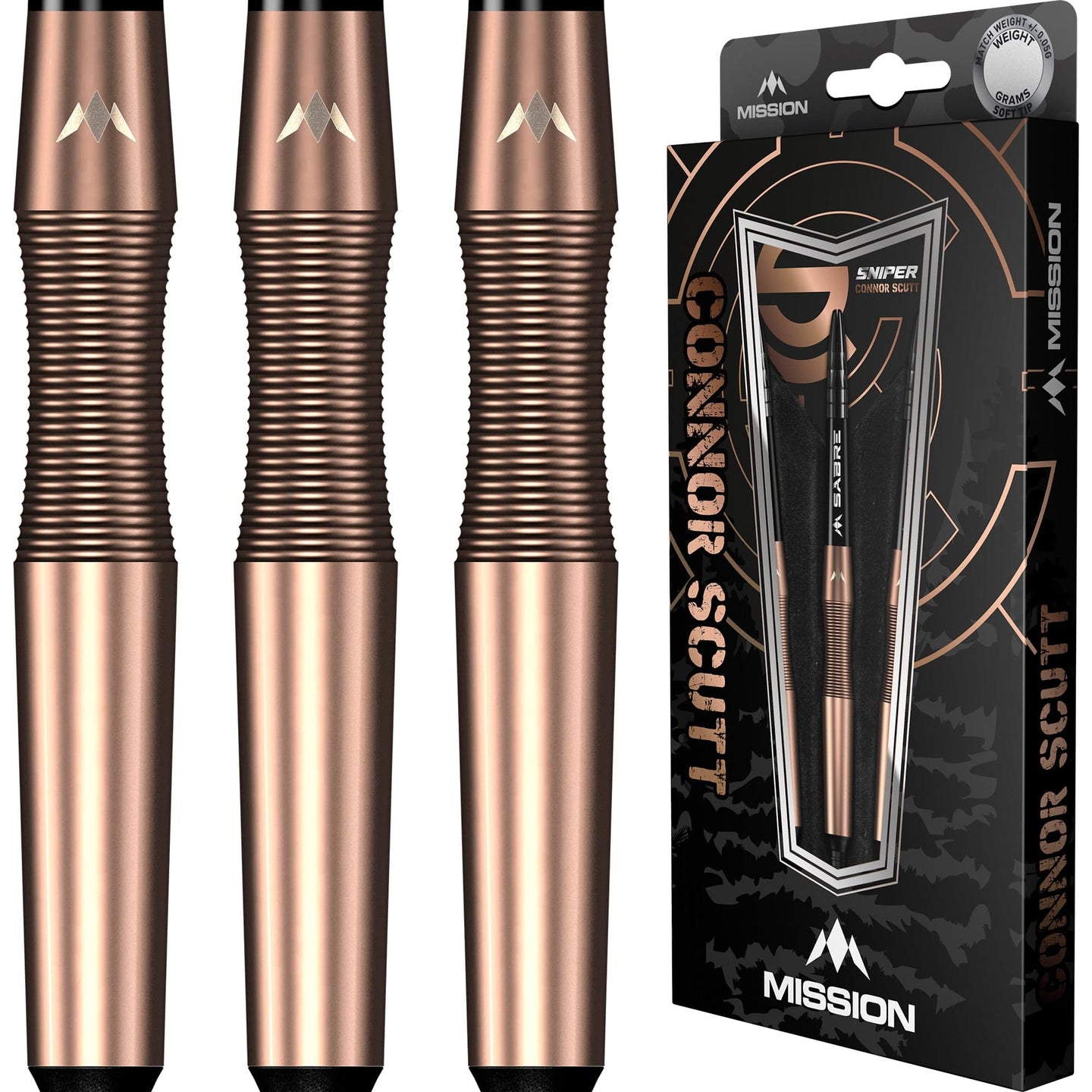 Mission Connor Scutt V2 - Soft Tip - 90% - Bronze PVD - Sniper – Mission Darts