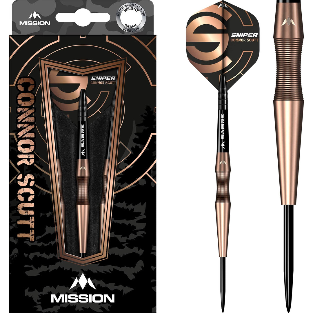 Mission Connor Scutt V2 - Steel Tip - 90% - Bronze PVD - Sniper – Mission Darts