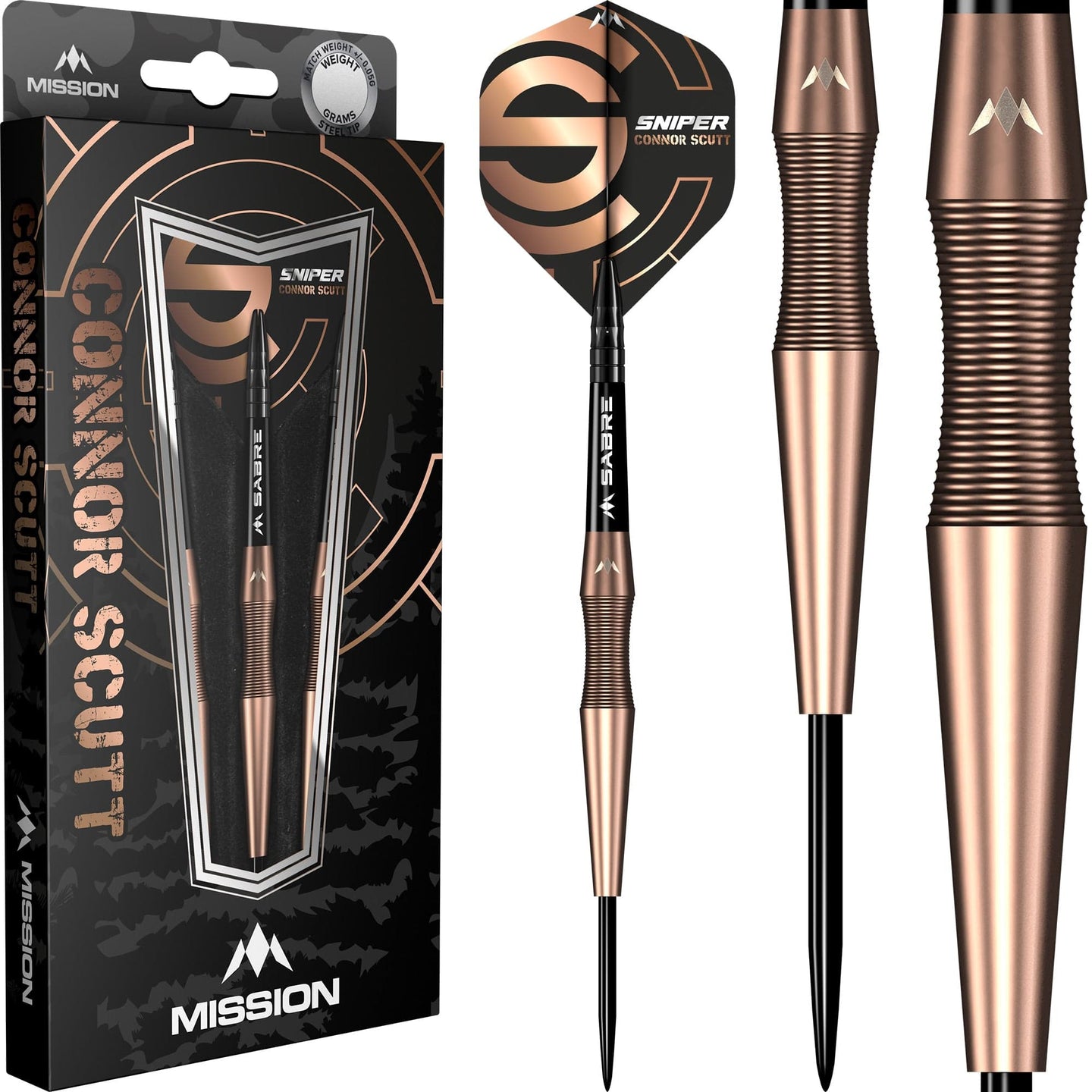 Connor Scutt V2 - Steel Tip - 90% - Bronze PVD - Sniper – Mission Darts
