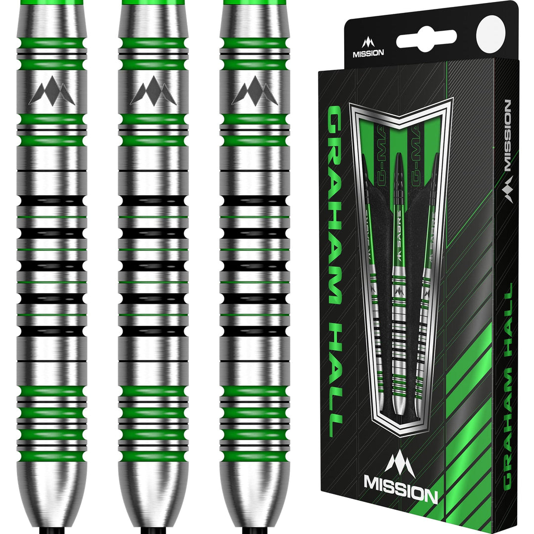 Graham Hall Darts - Steel Tip - 90% - Black & Green – Mission Darts